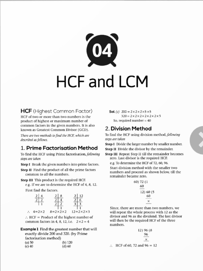 HCF and LCM Practice | PDF