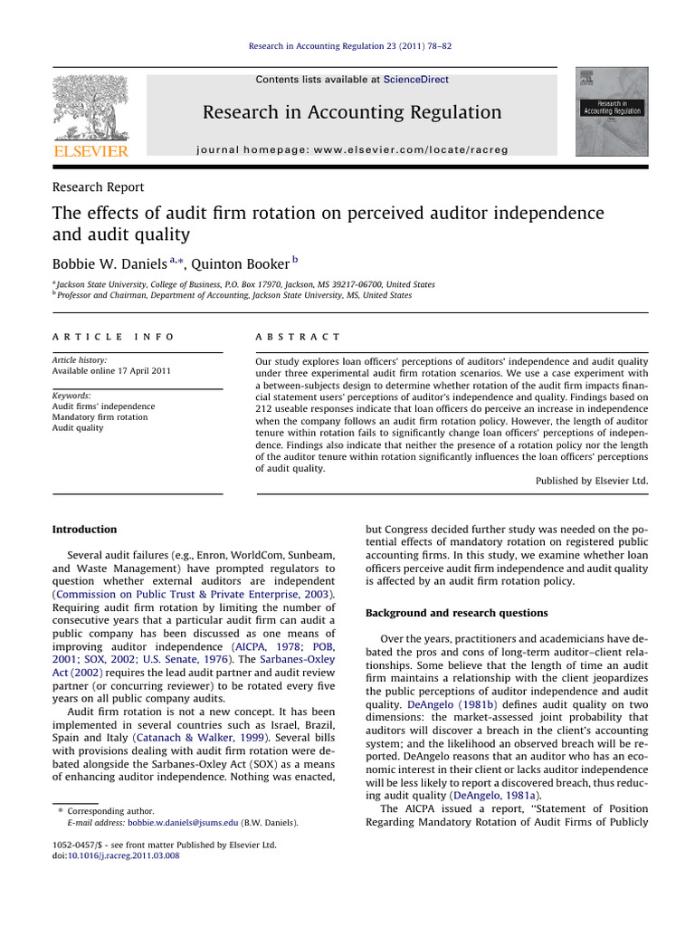 The Effects of Audit Firm Rotation On Perceived Auditor Independence ...
