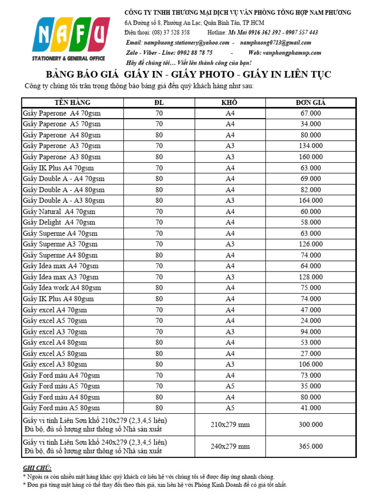 Bao Gia Giay - VPP M I | PDF