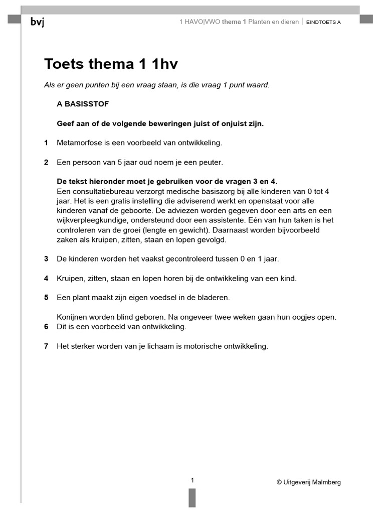 1 HV Toets Thema 1 | PDF