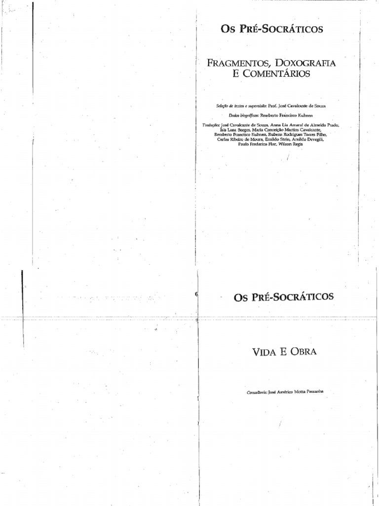 PrÃ©-socrÃ¡ticos (Os Pensadores) | PDF