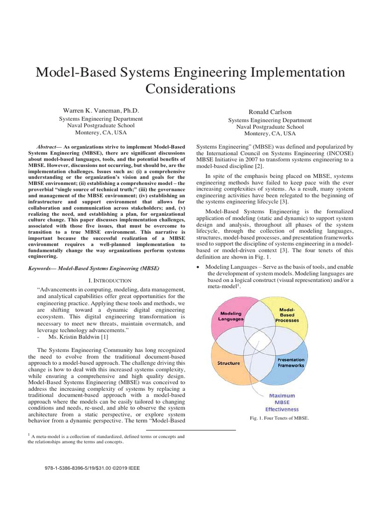 Model-Based Systems Engineering Implementation Considerations | PDF ...