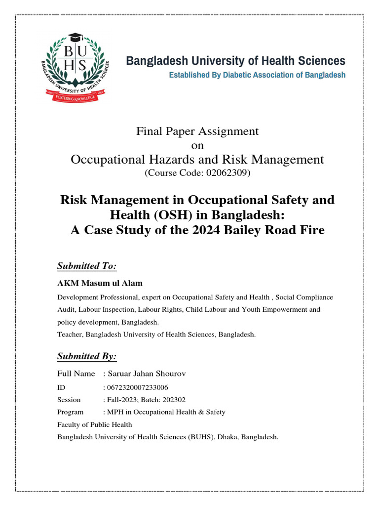 OH & RM-0672320007233006-MPH (OHS) - Assignment - SJS | PDF | Occupational Safety And Health ...
