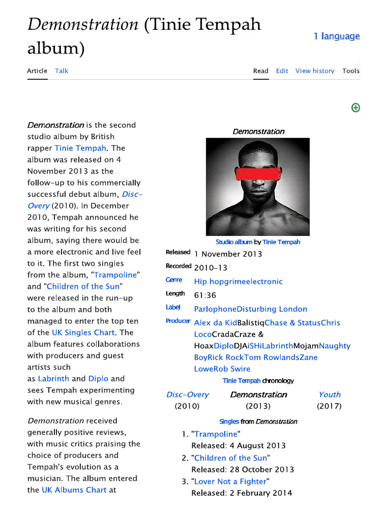 Demonstration (Tinie Tempah Album) | PDF