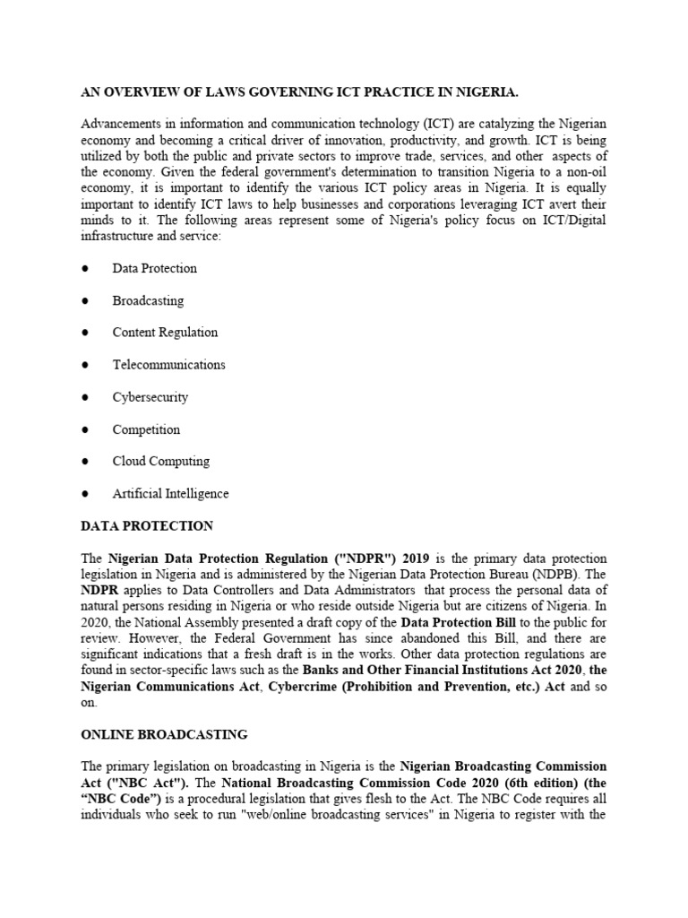 ICT Laws and Policies in Nigeria | PDF | Information And Communications ...