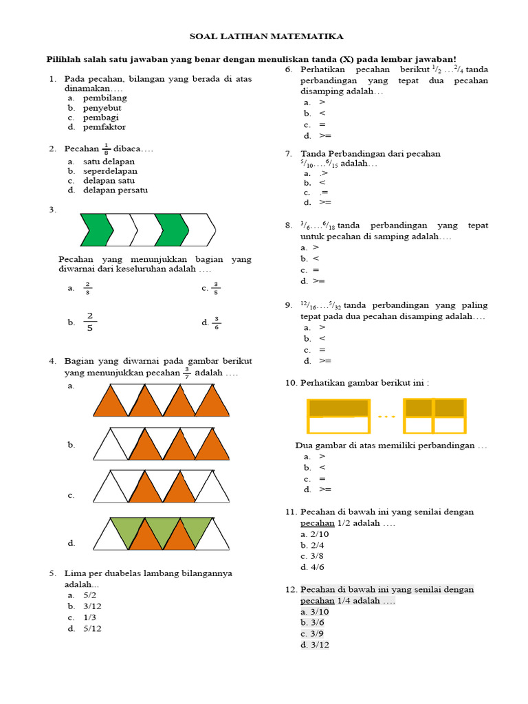 Latihan Pecahan dan Desimal Matematika | PDF