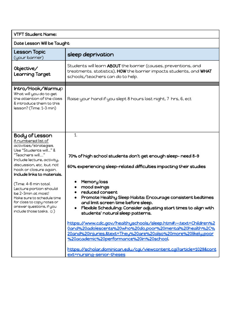 Marge Lundberg - Barrier Mini-Lesson Plan Template | PDF
