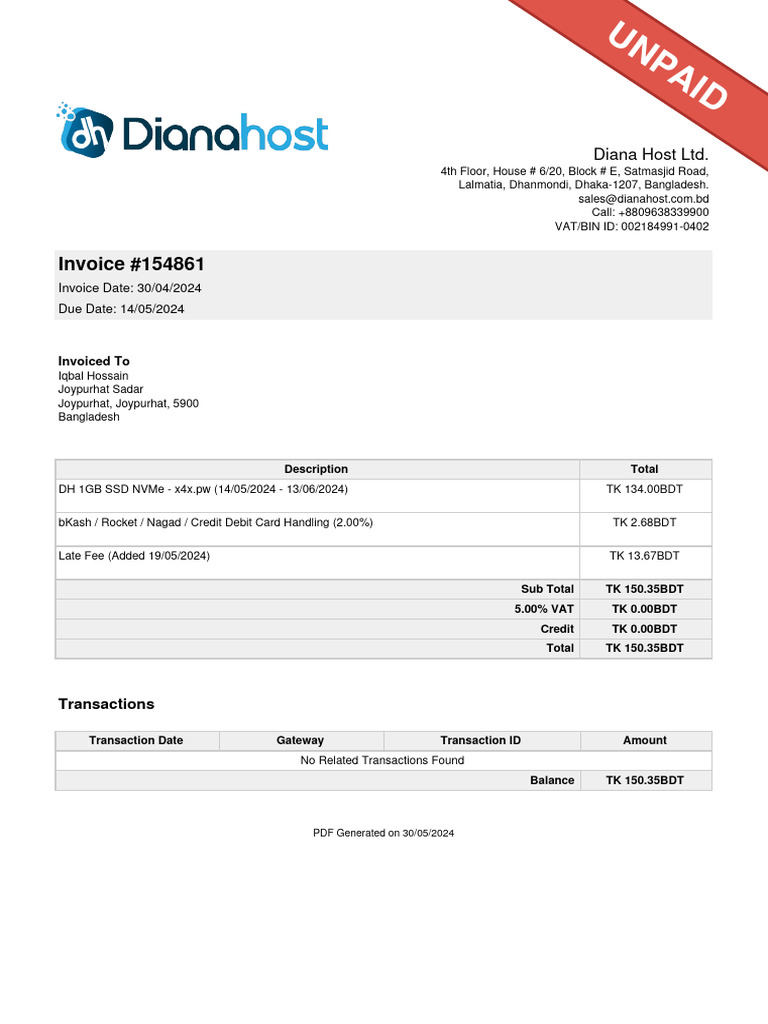 Invoice-154861 | PDF | Services (Economics) | Banking