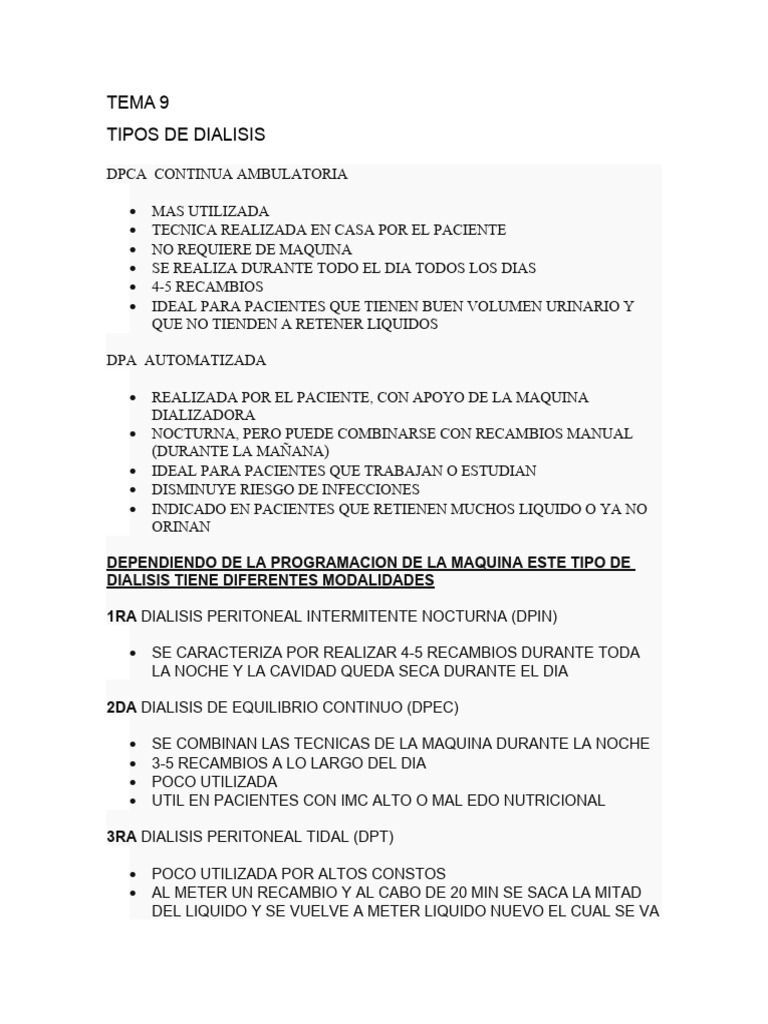 Manual de Dialisis Tema 9-10 | PDF | Medicina CLINICA | Especialidades Medicas