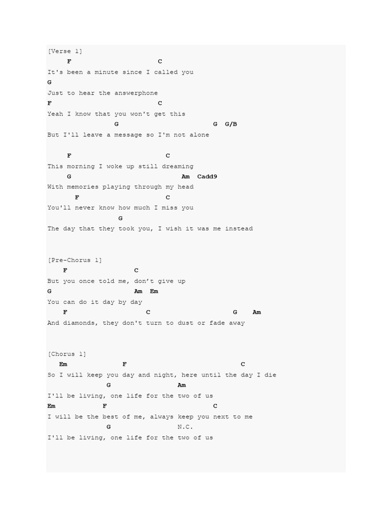 "One Life for the Two of Us Lyrics" | PDF | Song Structure | Songs