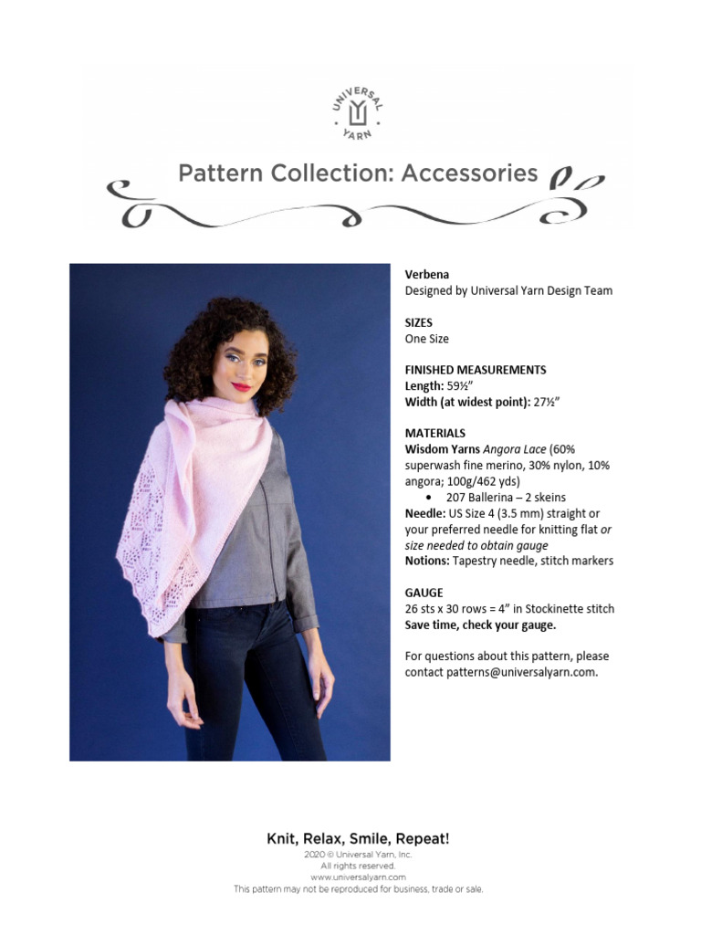 Verbena_Angora_Lace | PDF | Knitting | Gauge (Knitting)