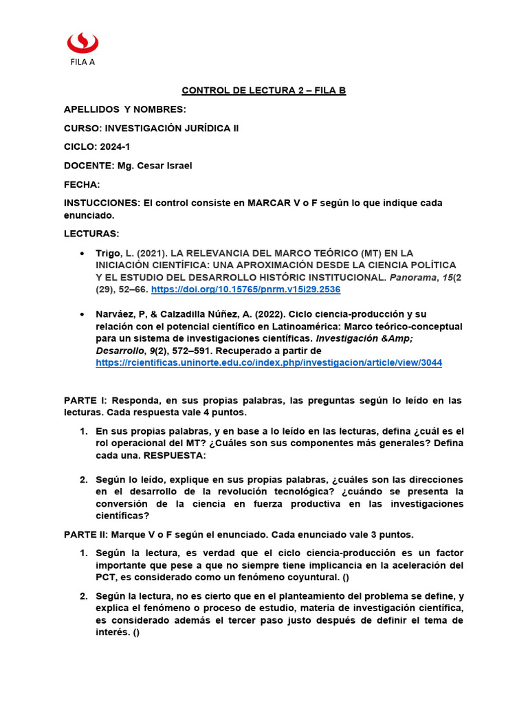 control 2 fila B | PDF | Science