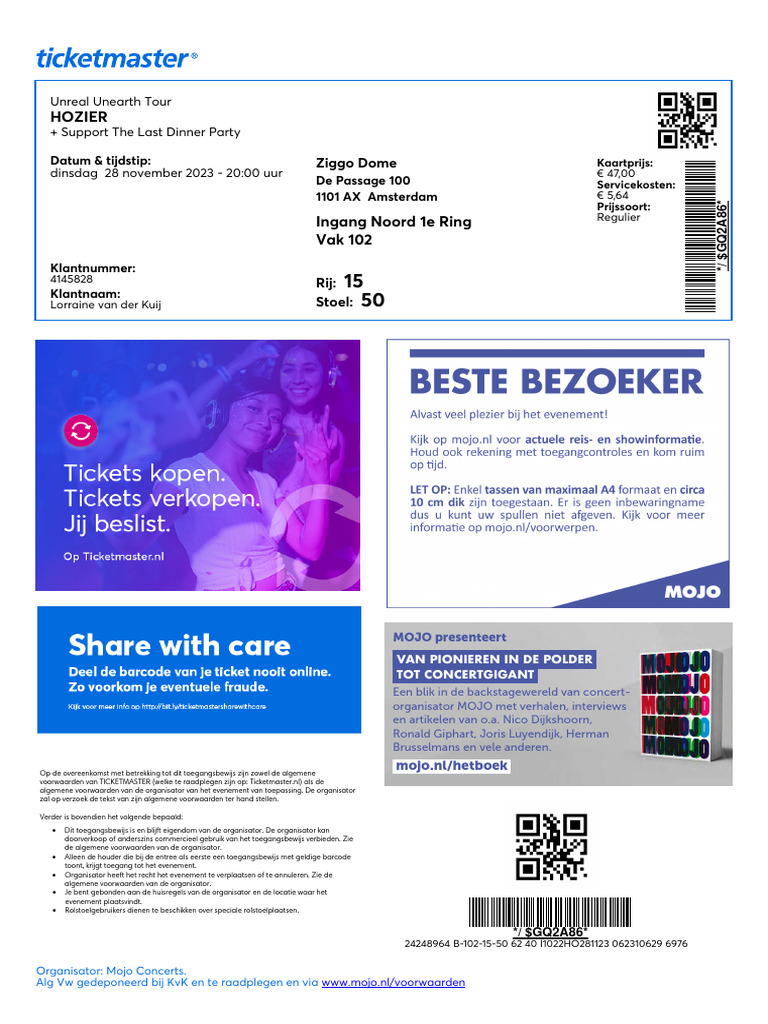 Ticketswap Hozier Ticket 22060180 | PDF
