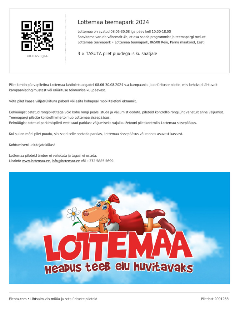 Lottemaa 2024 Piletid 2091238 | PDF