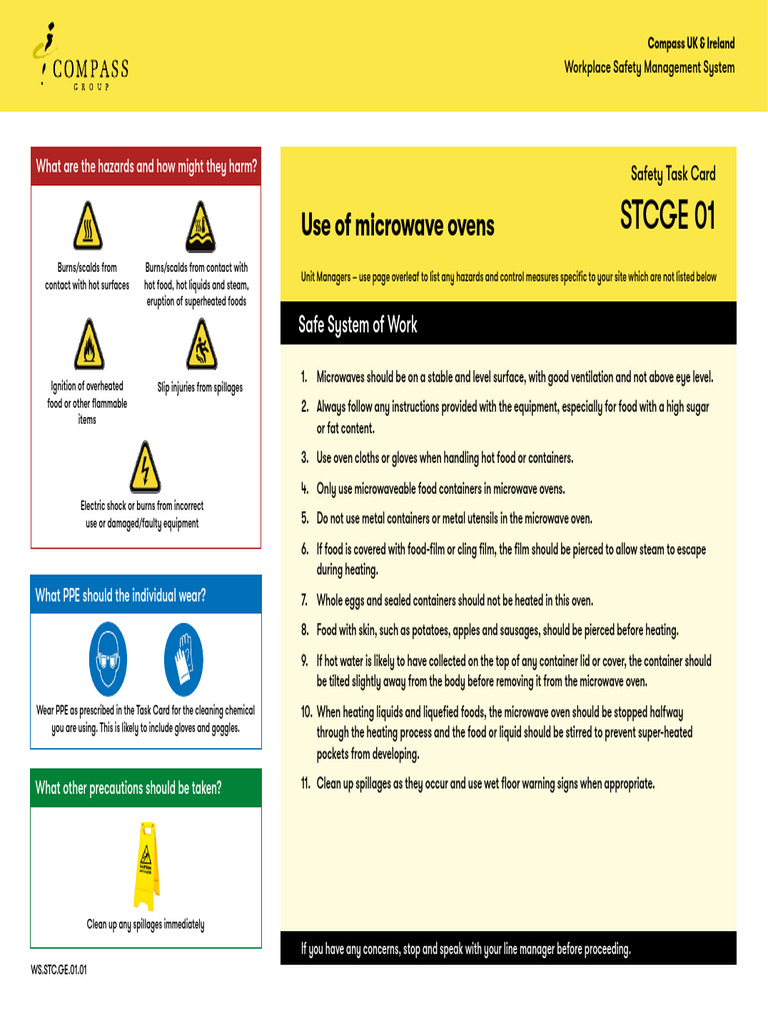 Microwave Oven Safety Guidelines | PDF | Personal Protective Equipment ...