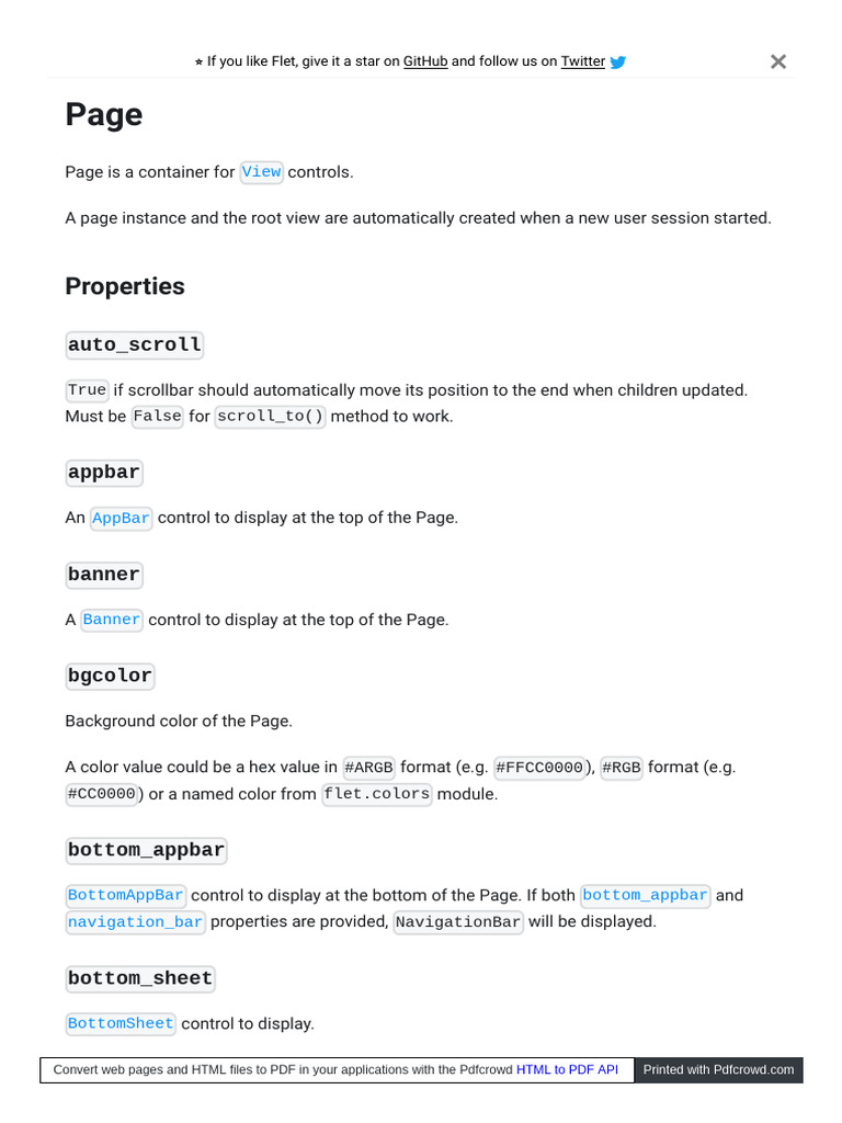 Flet Dev Docs Controls Page | PDF | Application Software | Window (Computing)