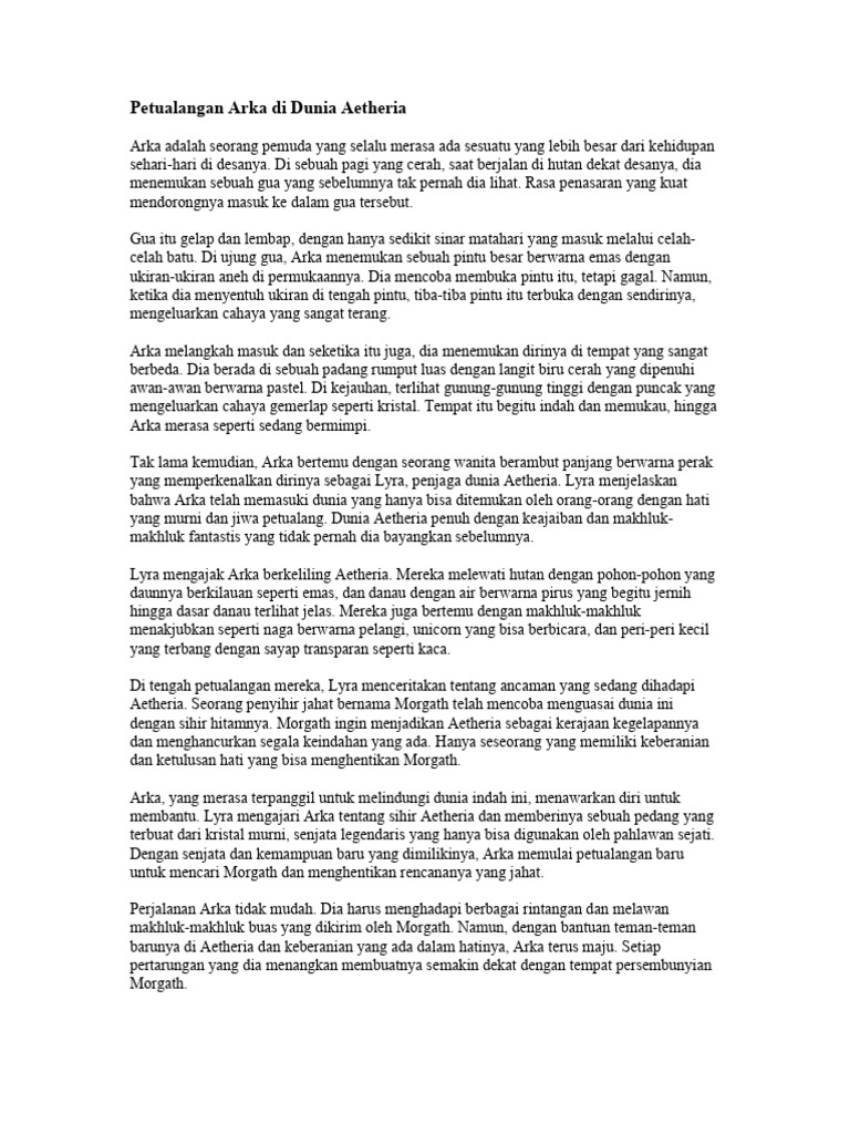Petualangan Arka Di Dunia Aetheria | PDF | Puisi