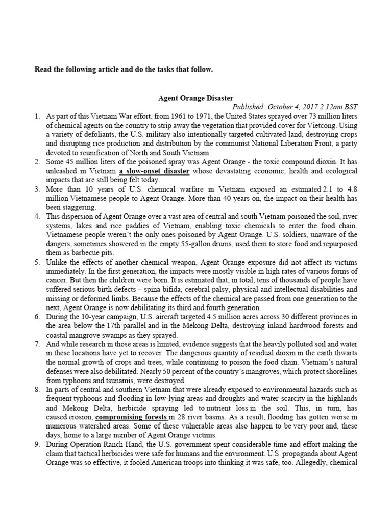 Final-Term. Mock Test Reading ESP II | PDF | Agent Orange ...