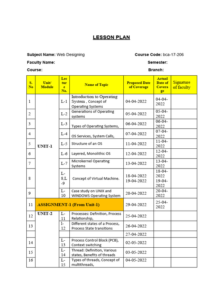 LESSON PLAN DBMS | PDF | Scheduling (Computing) | Operating System LESSON PLAN DBMS | PDF | Scheduling (Computing) | Operating System