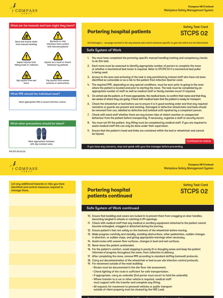 Hospital Patient Portering Safety Guide | PDF | Personal Protective ...