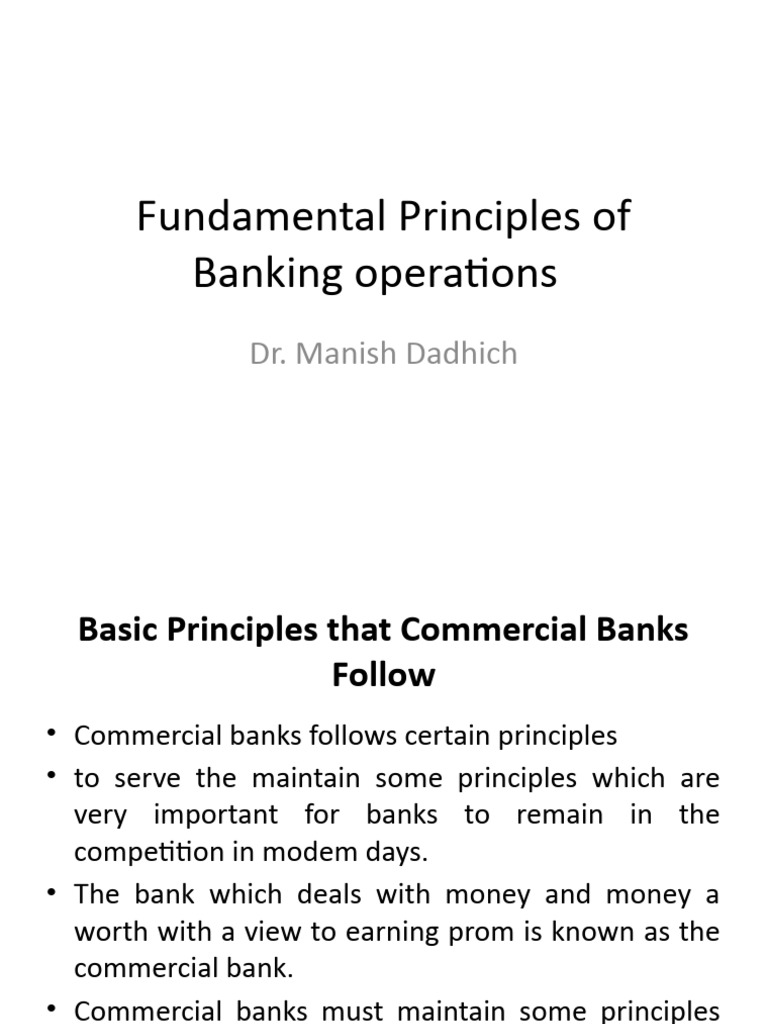 4. Fundamental Principles of Banking operations (1) | Download Free PDF ...