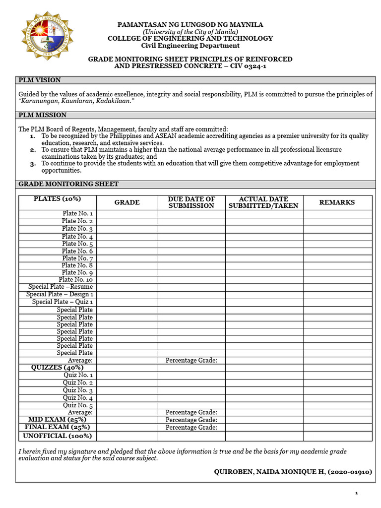 Quiroben Student Grade Monitoring Sheet | PDF | Educational Stages