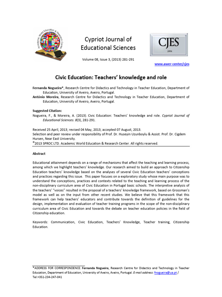 Civic Education Teachers Knowledge and r | PDF