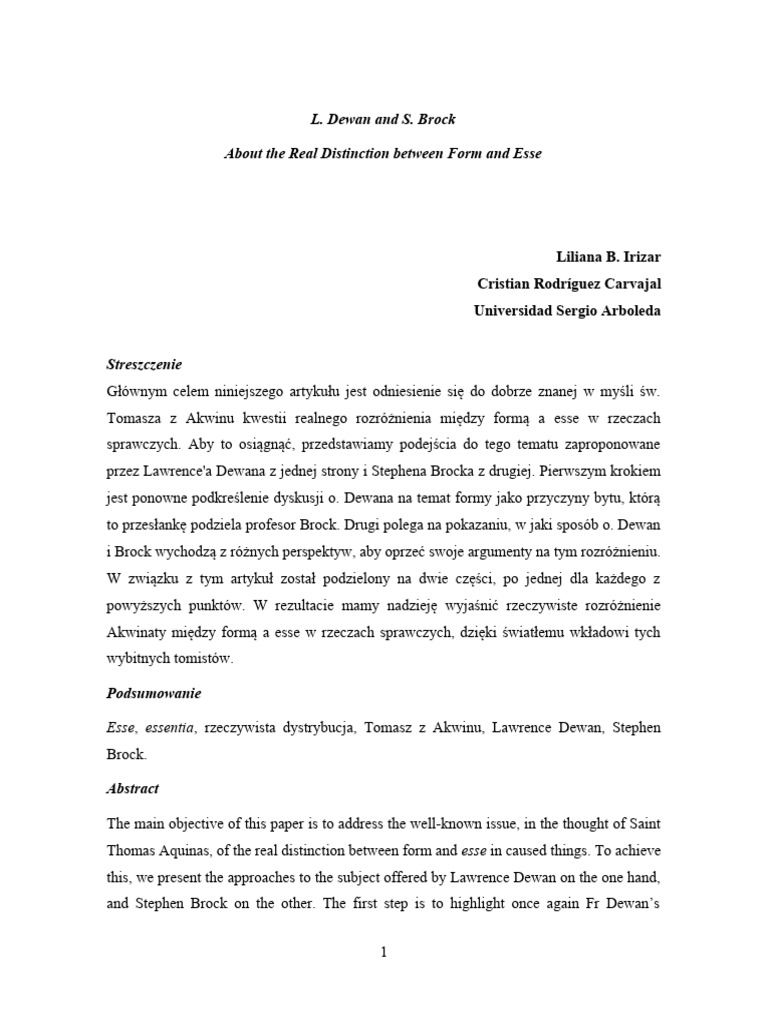 Thomistic Distinctions in Metaphysics | PDF | Thomas Aquinas | Thomism