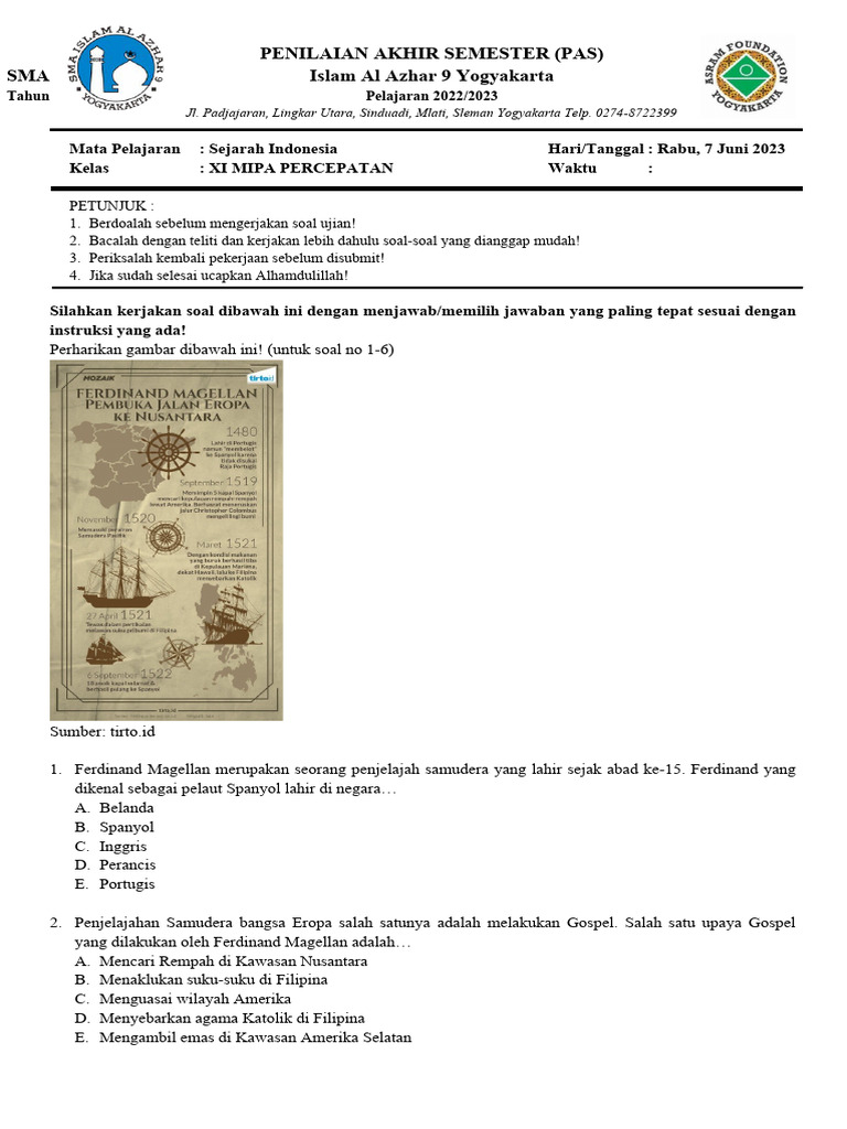 Soal Pas SKS Sejarah Indonesia | PDF