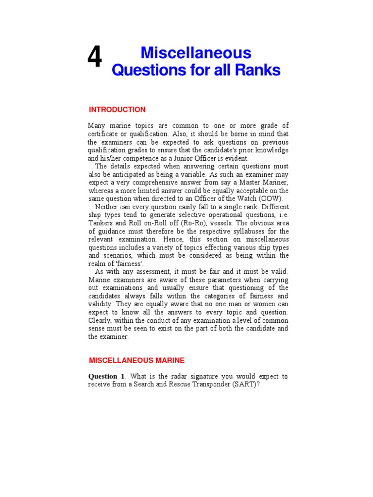 Miscellaneous Questions For All Ranks | PDF