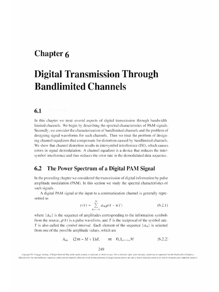 Chap6 - TRANSMISSION THROUGH BANDLIMITED CHANNELS | PDF