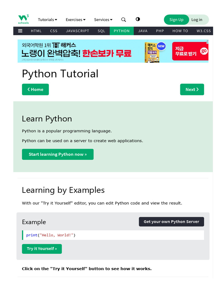 Python Intro | PDF | Python (Programming Language) | World Wide Web Python Intro | PDF | Python (Programming Language) | World Wide Web