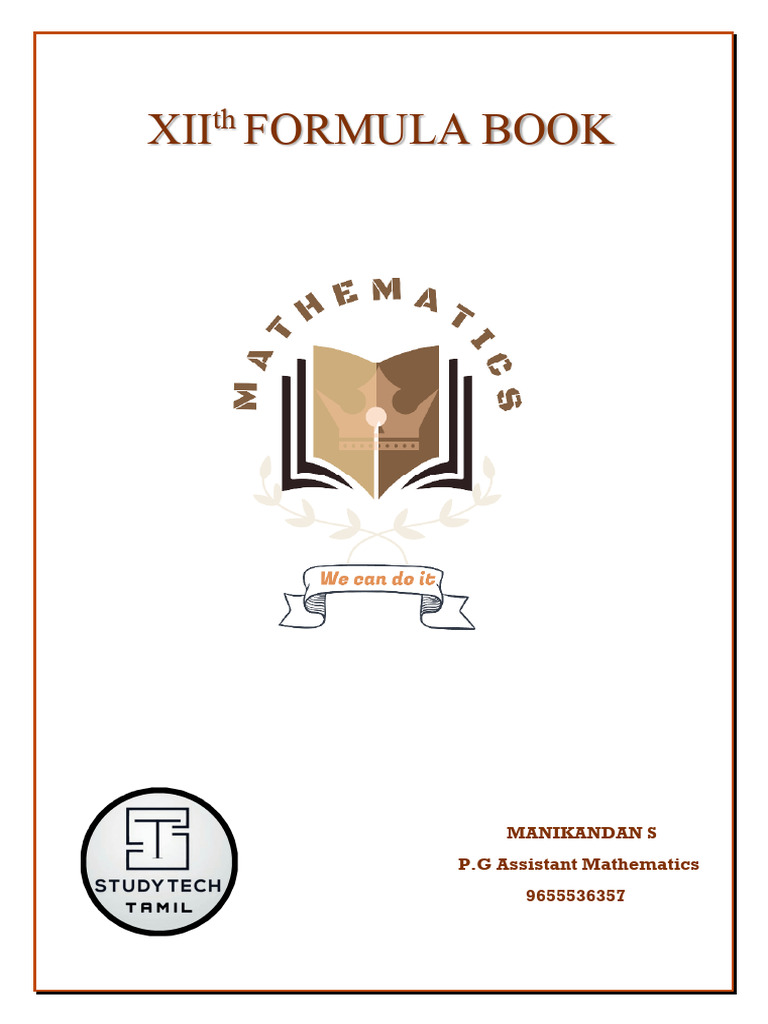 12th Maths Formula Book Prepared by MR S Manikandan | PDF | Polynomial ...