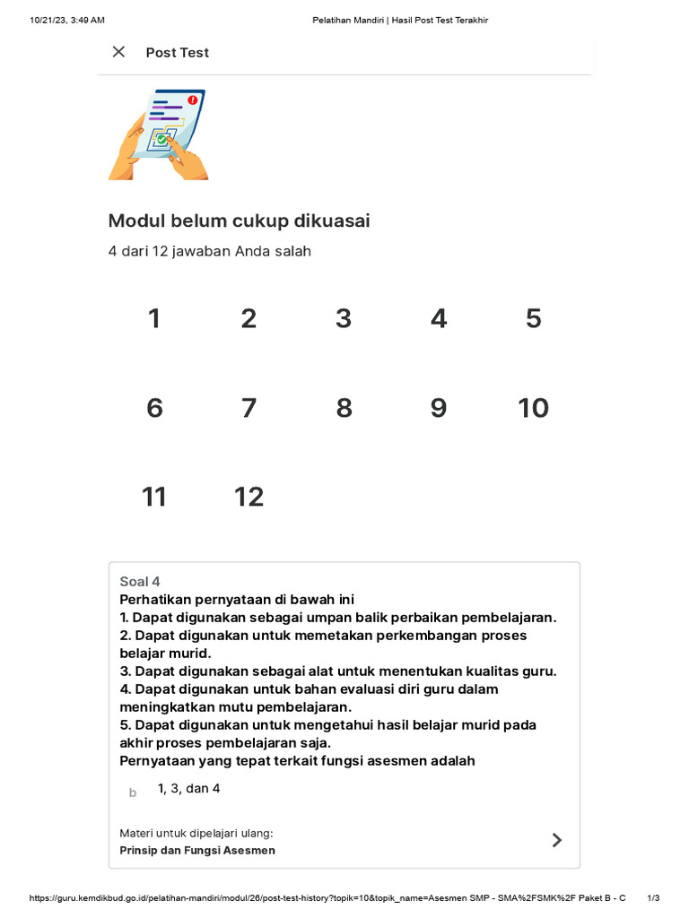 Pelatihan Mandiri - Hasil Post Test Terakhir | PDF