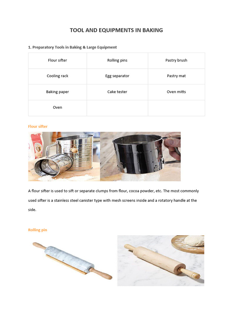 Essential Baking Tools and Their Uses | PDF | Baking | Blade
