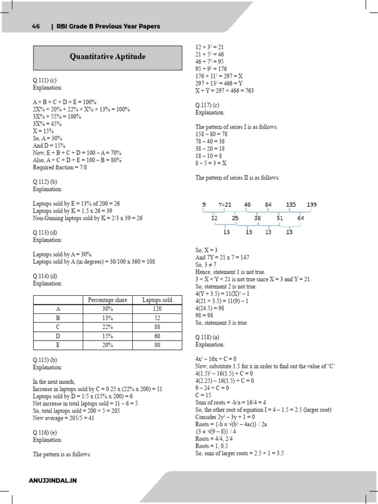 RBI Grade B Quantitative Papers | PDF