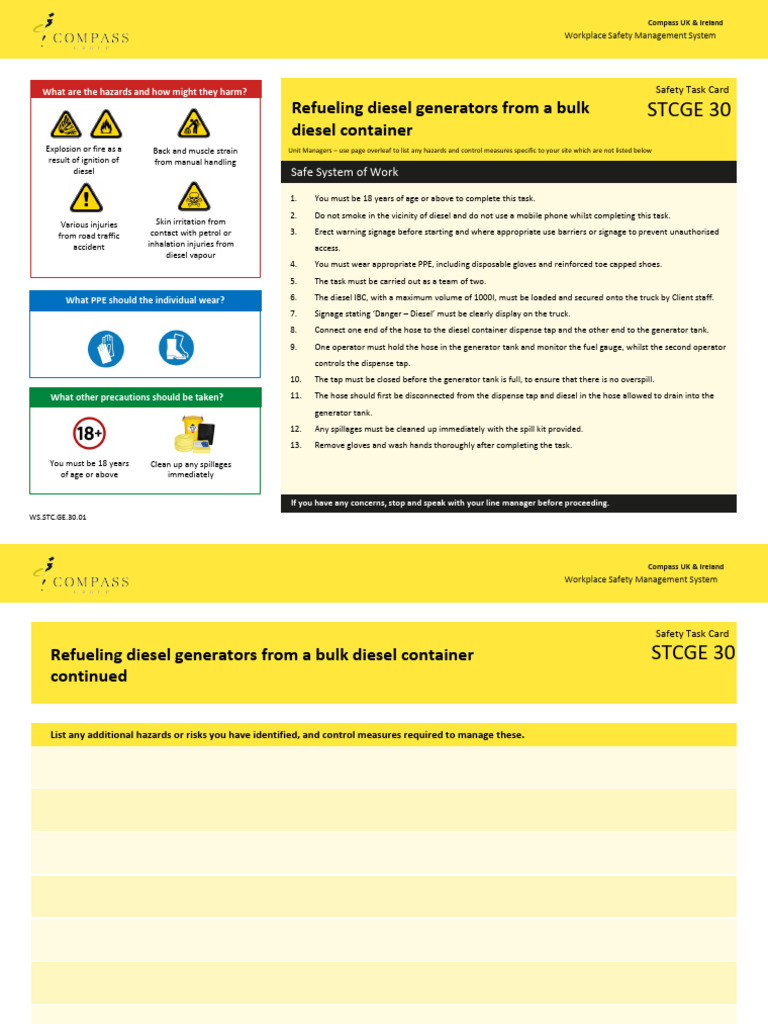 Diesel Generator Refueling Safety Guide | PDF | Diesel Fuel | Personal ...
