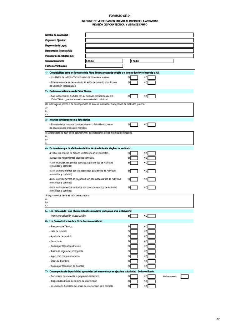 Formatos Oe Excel Du-028-2021 - Actualizado Al 19-03-2021 | PDF ...