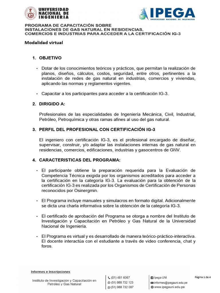 IPEGA. - Hoja Informativa IG3 Virtual 240223 | PDF | Ingeniería