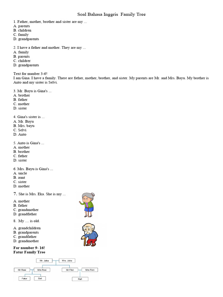 Soal Bahasa Inggris Family Tree Kelas 6 | PDF