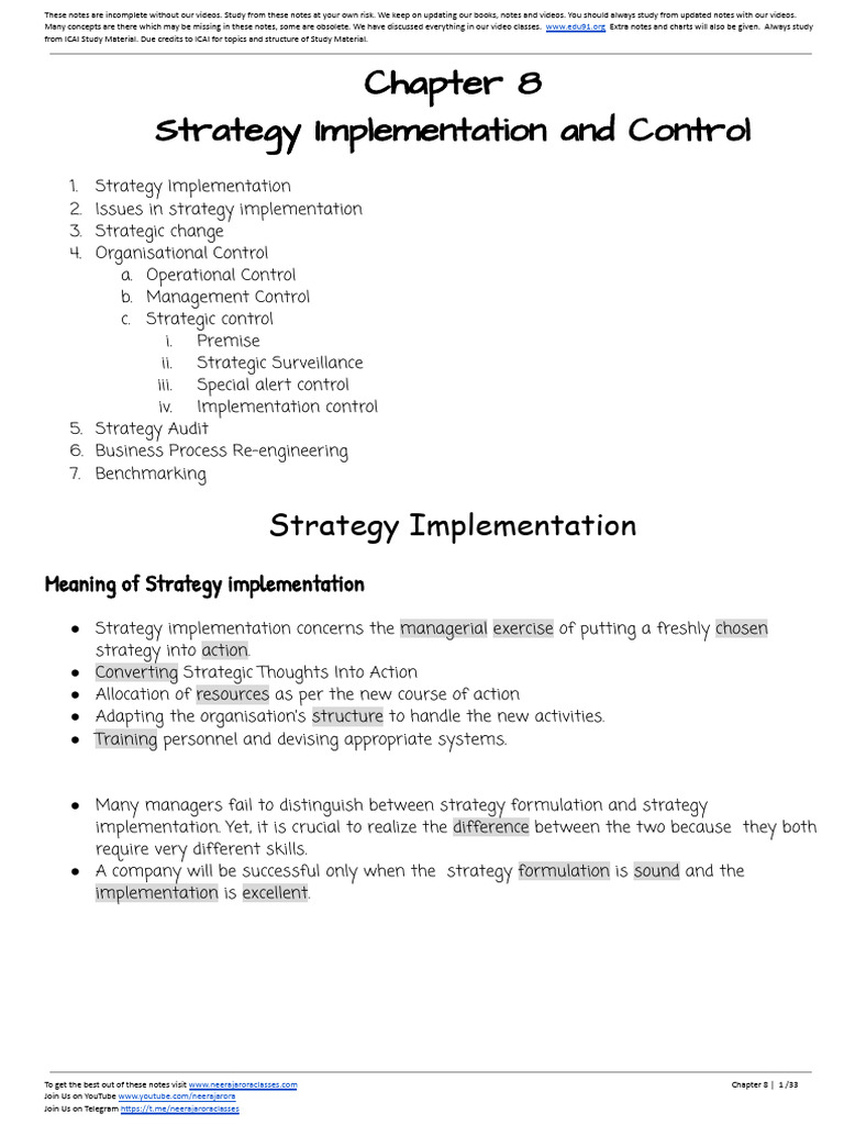 Strategy Implementation and Control | PDF | Strategic Management | Behavior