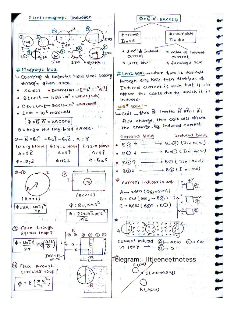 Electromagnetic Induction Class 12 Physics CHP 6 iitJeeNeetNotess | PDF
