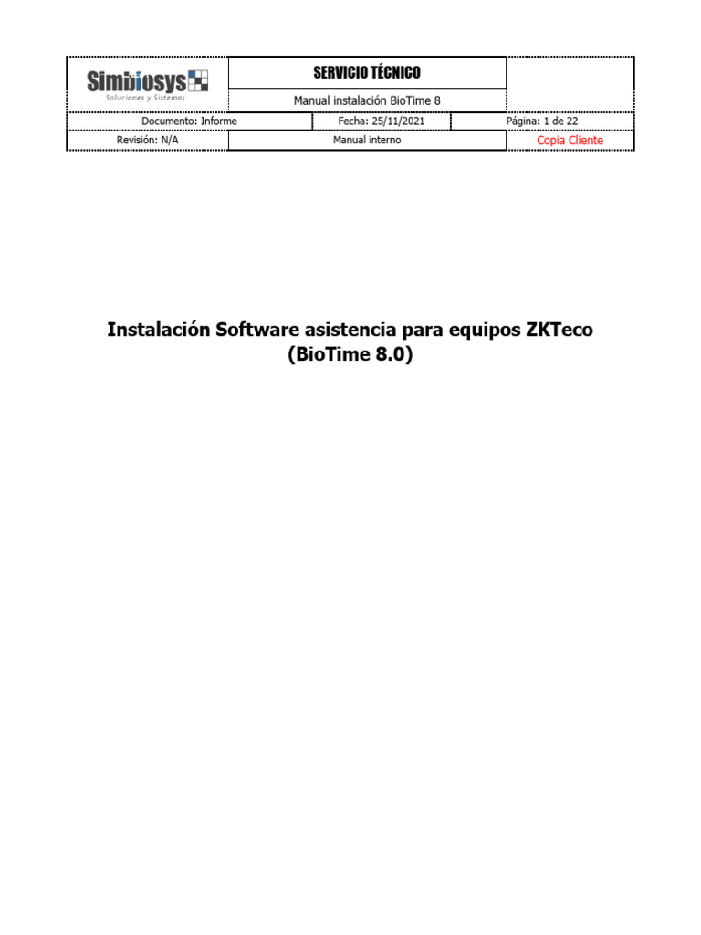 Manual Instalacion BioTime 8 | Descargar gratis PDF | Software | Servidor (Computación)