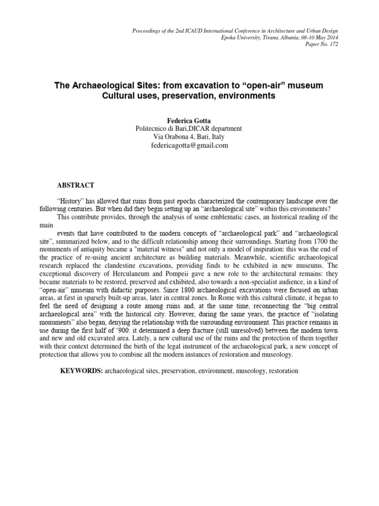 Archaeological Sites & Preservation | PDF | Archaeology