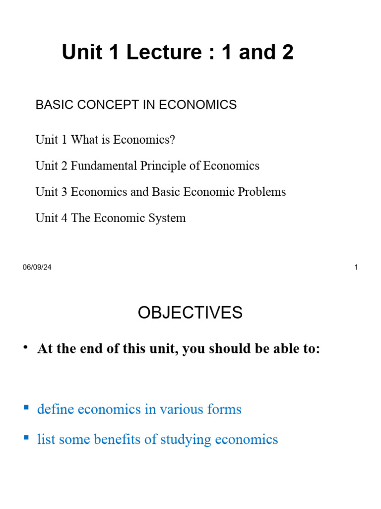 Microeconomics Lecture - 1 and 2 | PDF | Economics | Market Economy
