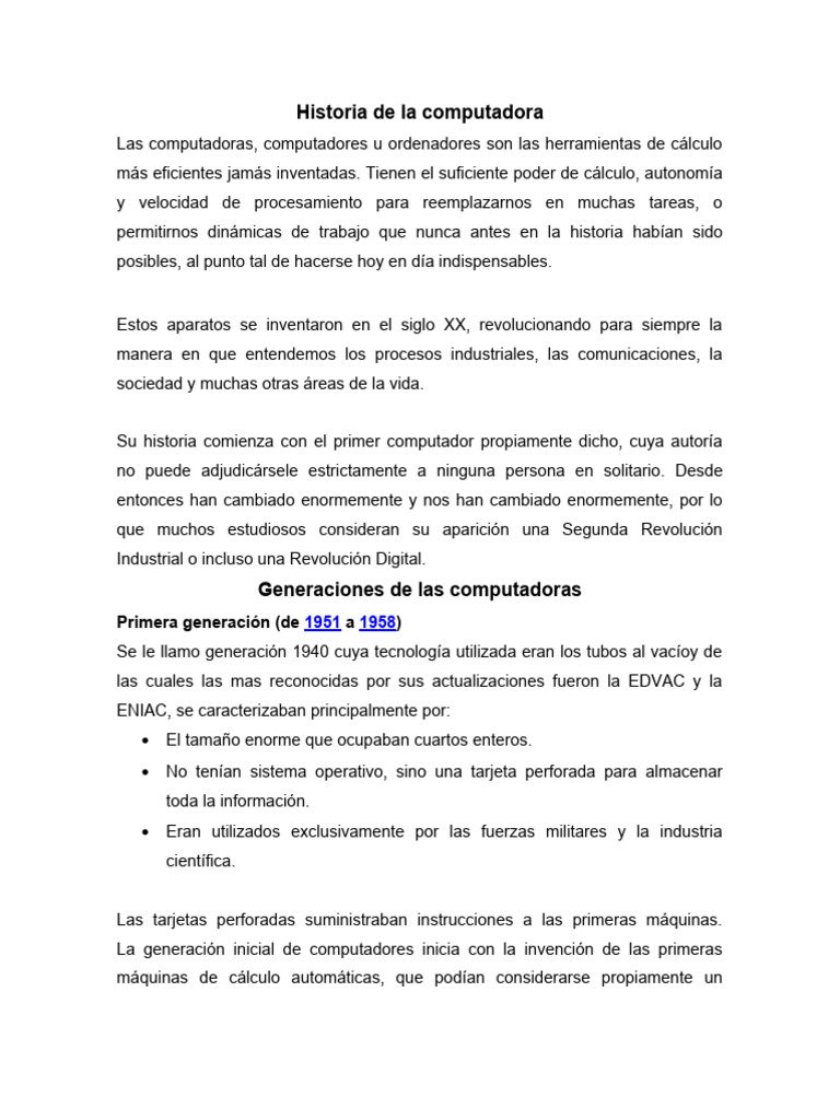 Historia de La Computadora 2024 | PDF | Microprocesador | Informática