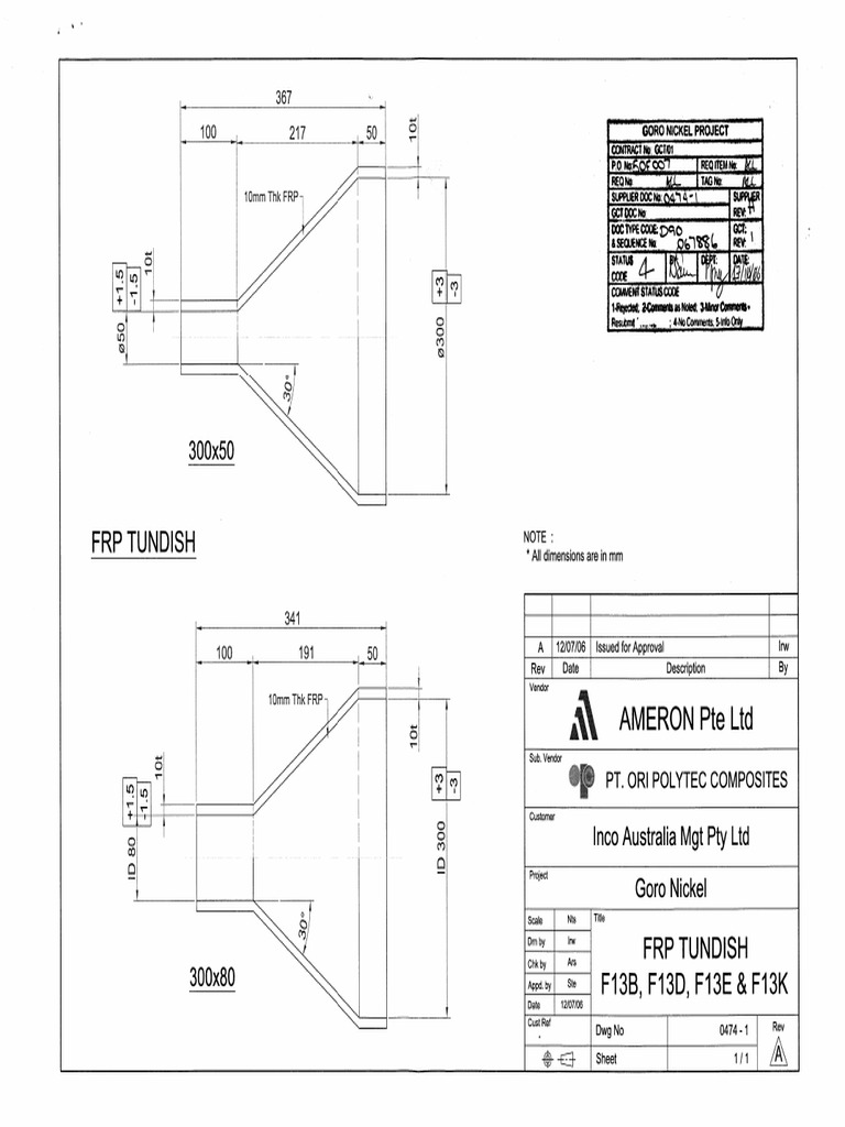Ameron - FRP Tundish - F13B - F13D - F13e - F13K | PDF