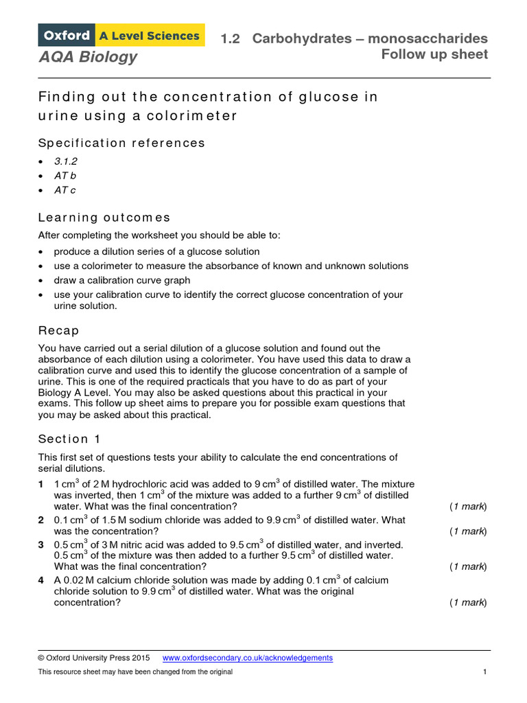 concentration of glucose | PDF | Absorbance | Glucose