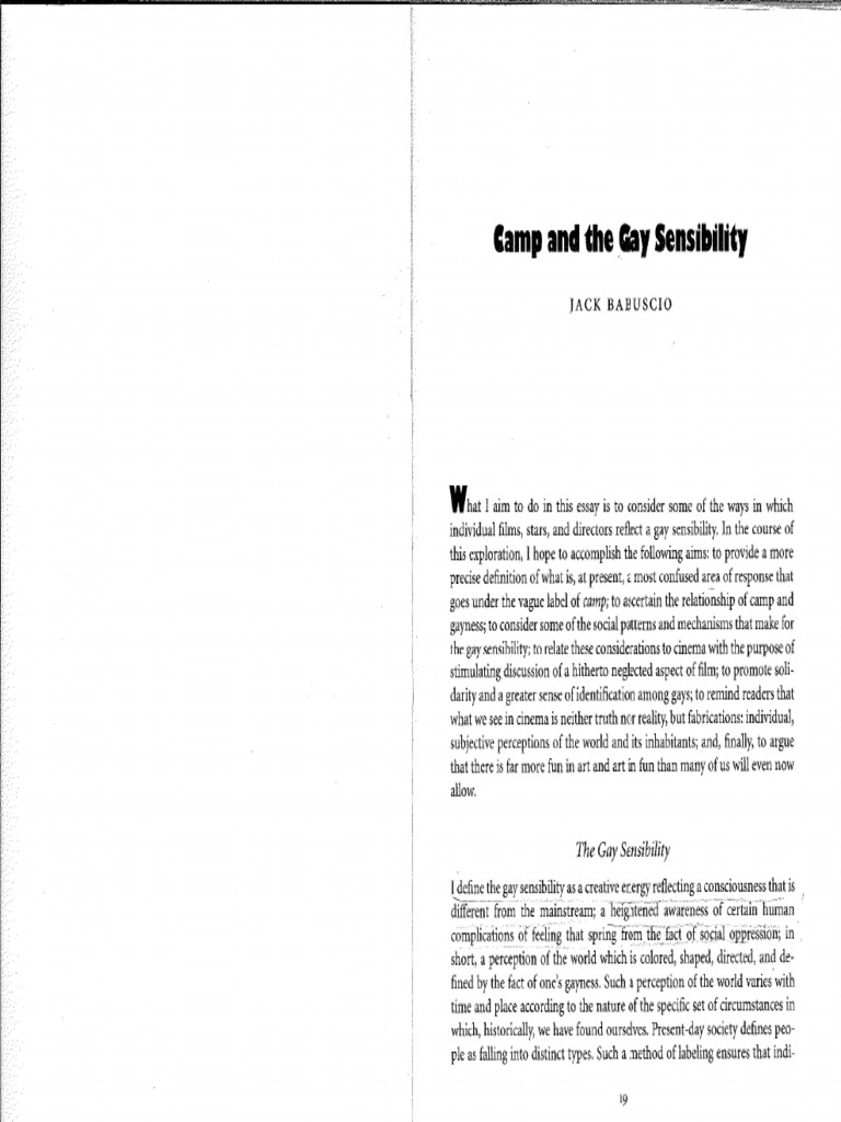 Babuscio Camp and The Gay Sensibility | PDF