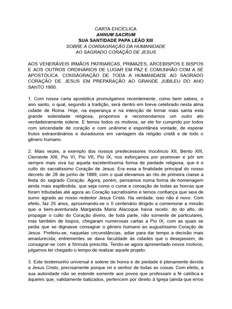 Leão XIII Annum Sacrum | PDF | Santo | Jesus